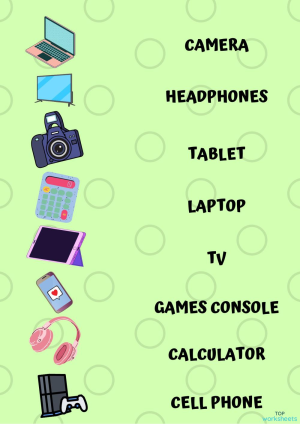 Electronic Items. Interactive worksheet | TopWorksheets