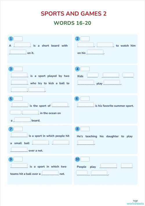 Sports and games 2 dictation 4. Interactive worksheet | TopWorksheets