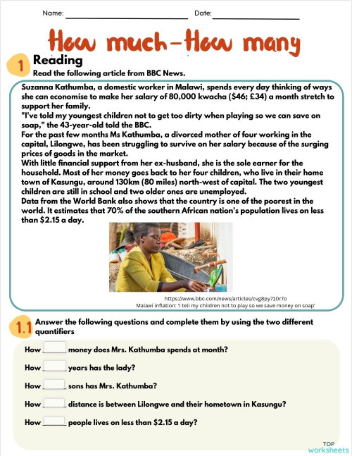 How much and How many?. Interactive worksheet | TopWorksheets