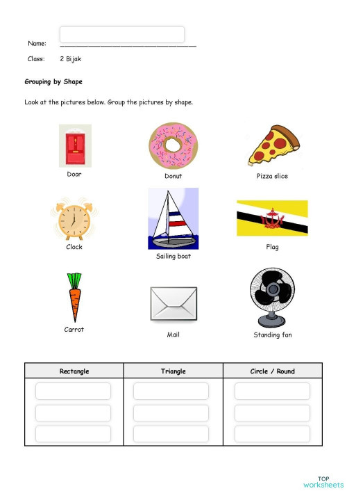 Week 8: Grouping by Shape. Interactive worksheet | TopWorksheets