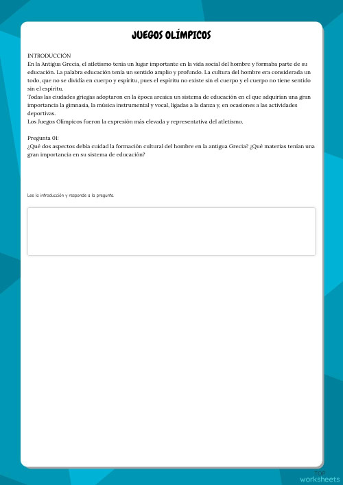 JUEGOS OLÍMPICOS. Ficha interactiva | TopWorksheets