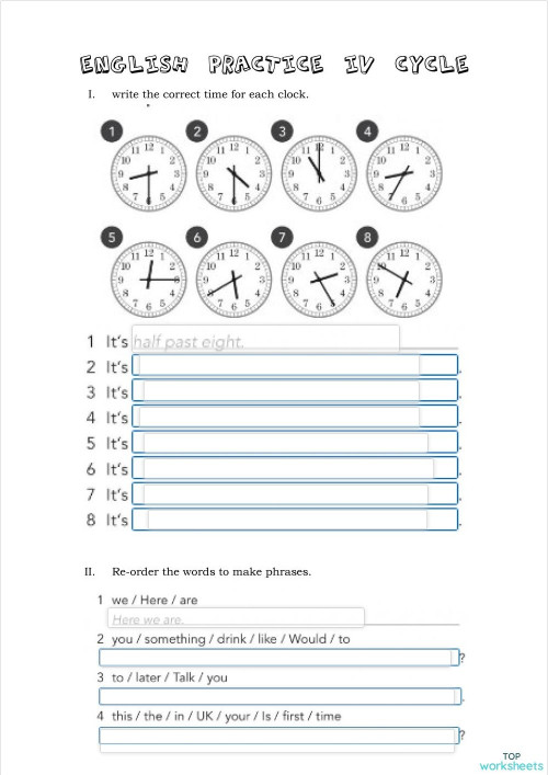 ENGLISH PRACTICE. Interactive worksheet | TopWorksheets