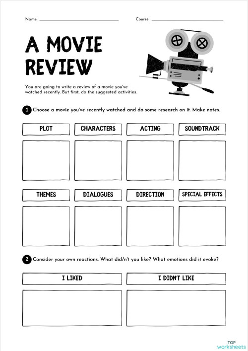 a film review. Interactive worksheet | TopWorksheets