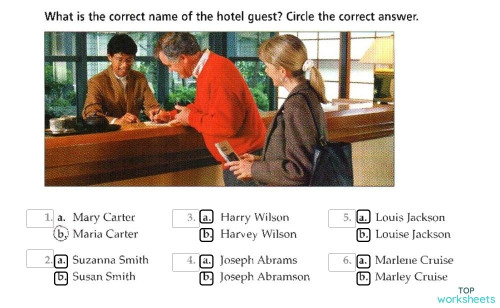 Personal information (names). Interactive worksheet | TopWorksheets