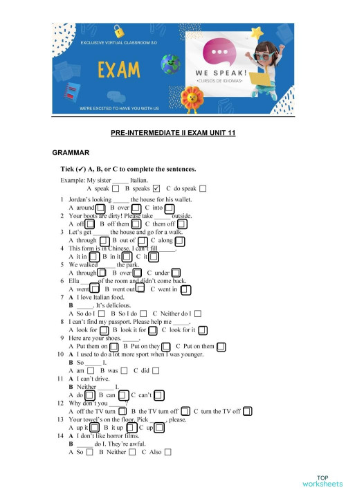 UNIT 10 - pre intermediate plus. Interactive worksheet | TopWorksheets