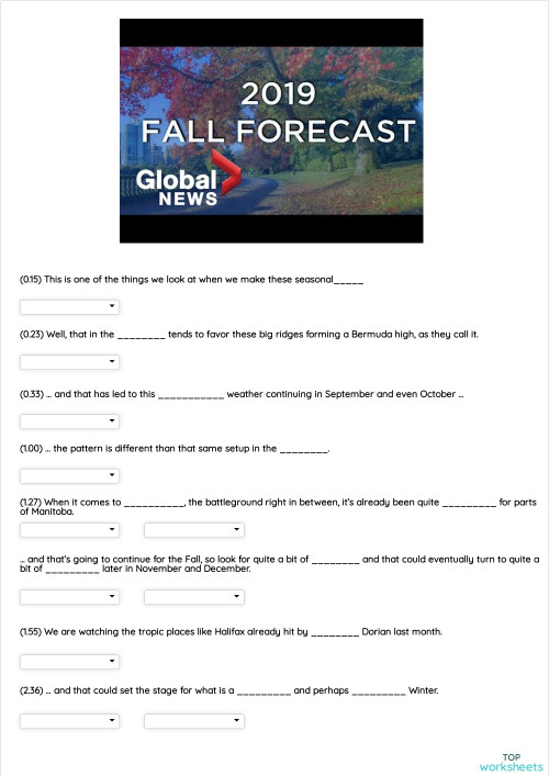 Weather challenge. Interactive worksheet | TopWorksheets