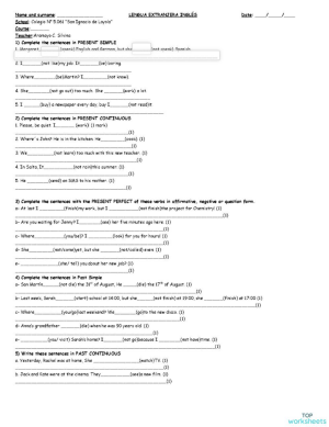 English tenses. Interactive worksheet | TopWorksheets