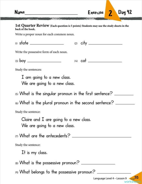 Lesson 9: Reading Comprehension Pg 99 Ex 4. Interactive worksheet ...