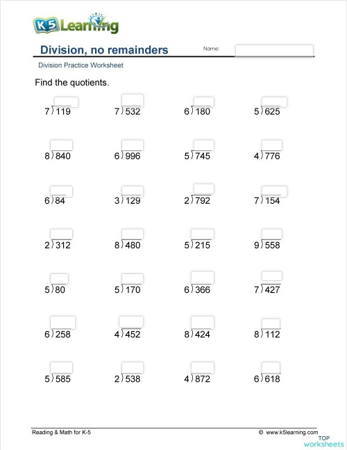 Division with no remainders 1. Interactive worksheet | TopWorksheets