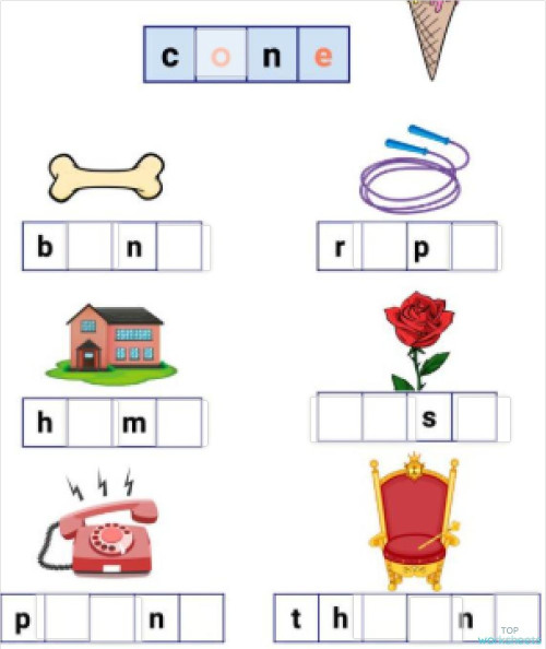 Complete the missing letters. Interactive worksheet | TopWorksheets
