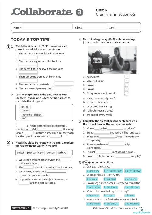 Collaborate 3 - Grammar In Action 6.1 - Present Simple Passive ...