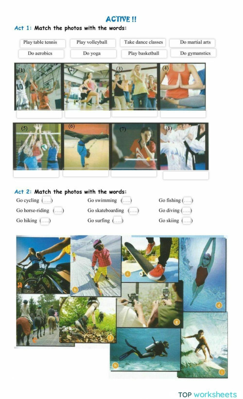 Sports-free time. Interactive worksheet | TopWorksheets