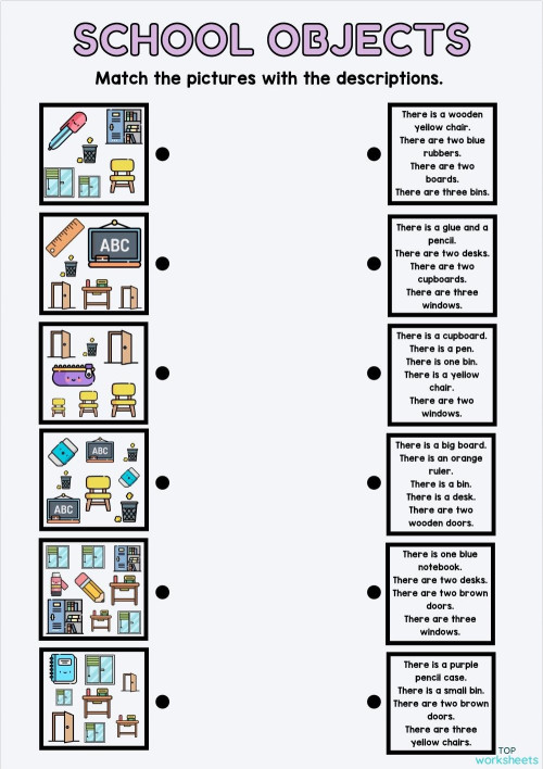 School Objects (2º y 3º). Interactive worksheet | TopWorksheets