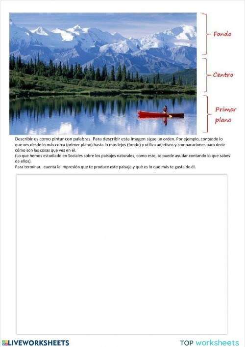 Describir un paisaje. Interactive worksheet | TopWorksheets