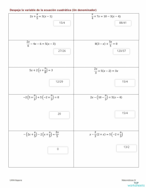 Despejar la variable. Ficha interactiva | TopWorksheets