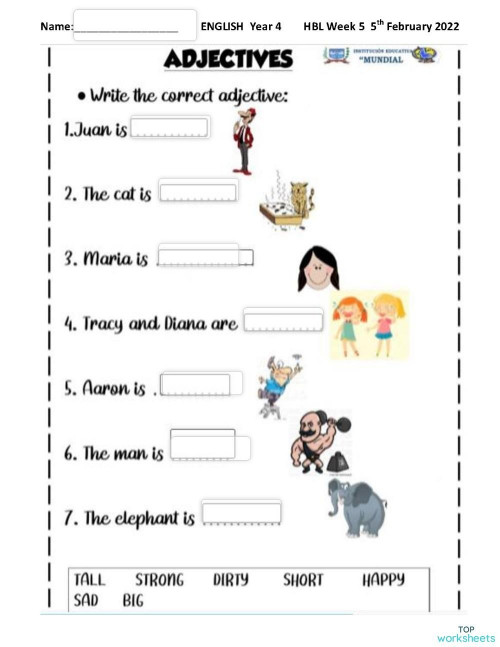 English Adjective. Interactive worksheet | TopWorksheets