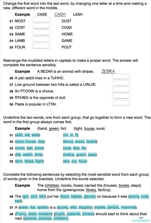 Morphology: interactive worksheets and online exercises | TopWorksheets