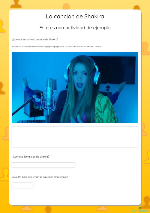 La canción de Shakira. Ficha interactiva | TopWorksheets