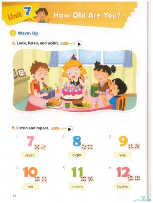 Listen Up 1_unit 7: How Old Are You?. Interactive worksheet | TopWorksheets