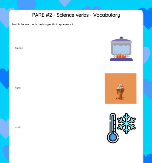 PARE #2 - Science verbs - Vocabulary. Interactive worksheet | TopWorksheets