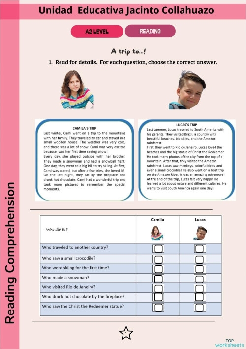 READING COMPRENHENSION 2. Interactive worksheet | TopWorksheets