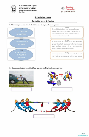Aprendamos las leyes de Newton . Ficha interactiva | TopWorksheets