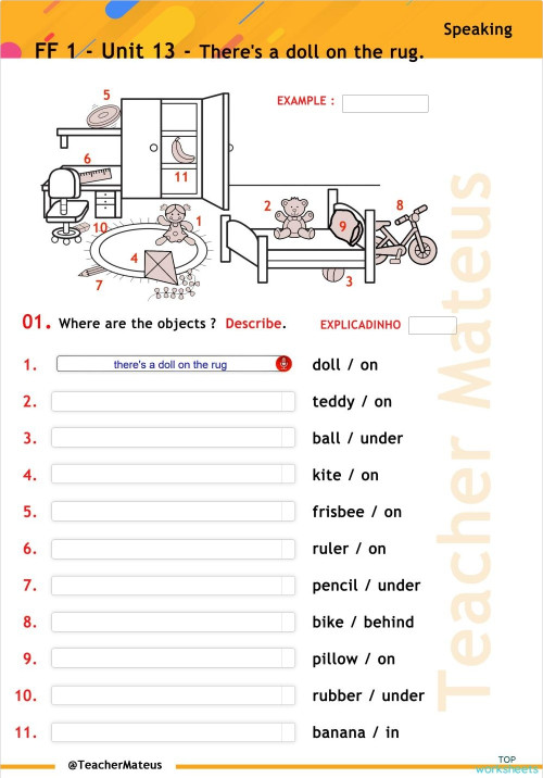 FF 1 - Unit 13 - 04 - There's a doll on the rug - Speaking. Interactive ...