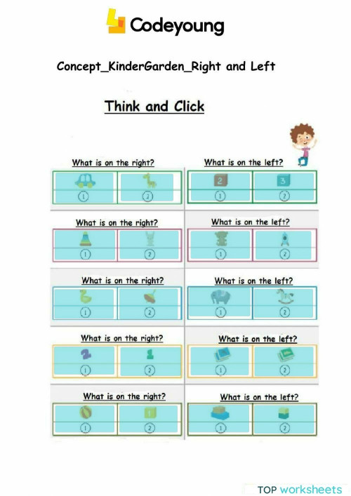Right & Left. Interactive worksheet | TopWorksheets