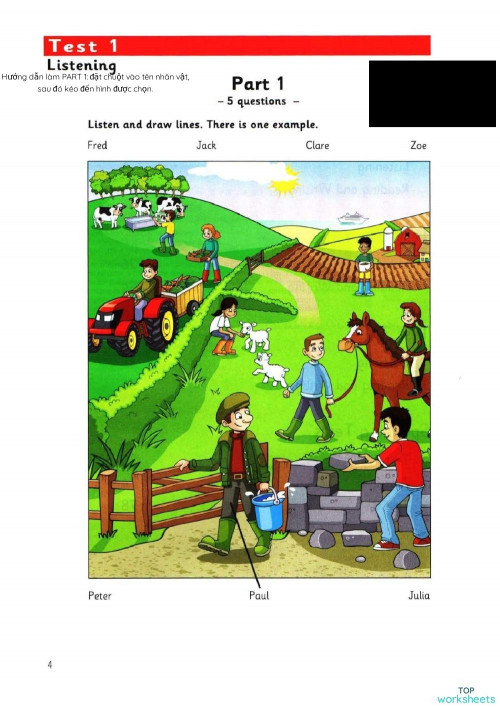 MOVER 2 TEST 1. Bài tập tương tác | TopWorksheets