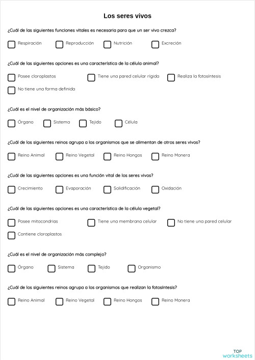 Los seres vivos. Ficha interactiva | TopWorksheets