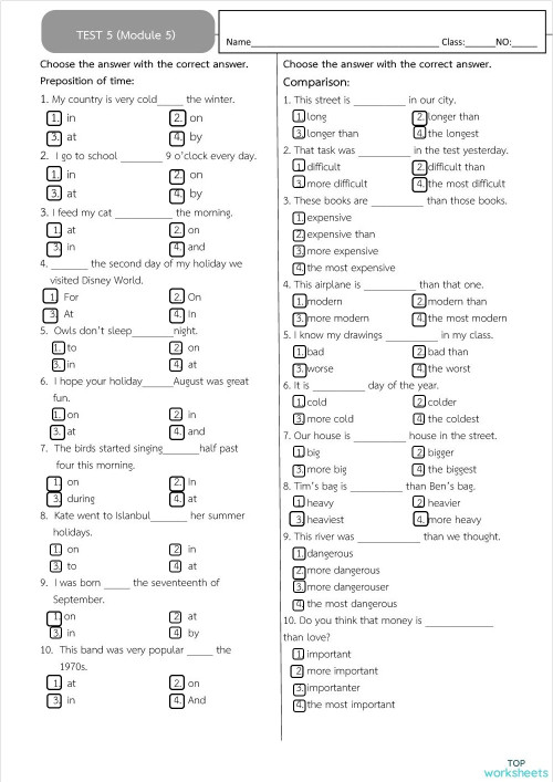 Test Module 5. Interactive worksheet | TopWorksheets