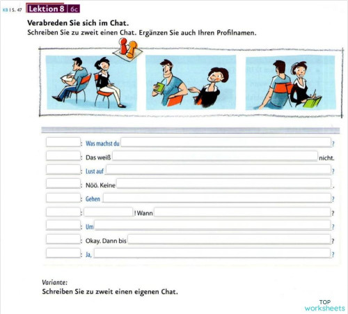 A1.1 - L8 Verabreden Sie sich im Chat.. Interaktives Arbeitsblatt ...