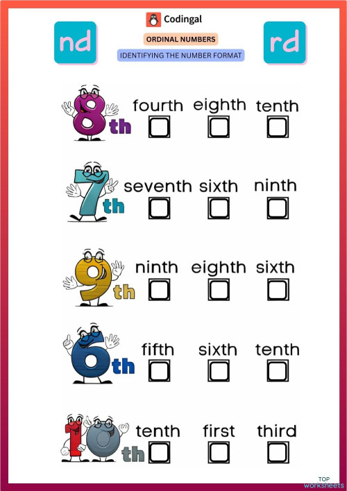 M_G01M06L13_WA02_Introduction_to_Ordinal_Numbers_4. Interactive worksheet | TopWorksheets