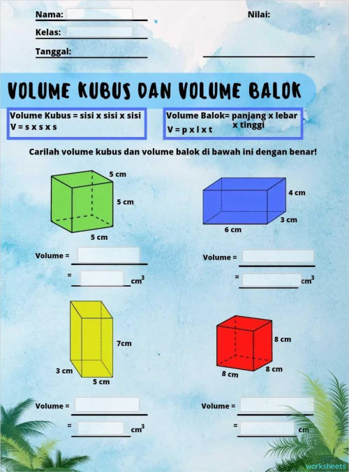 LKPD VOLUME KUBUS DAN BALOK. Lembar kerja interaktif | TopWorksheets