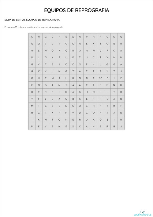 EQUIPOS DE REPROGRAFIA. Ficha interactiva | TopWorksheets