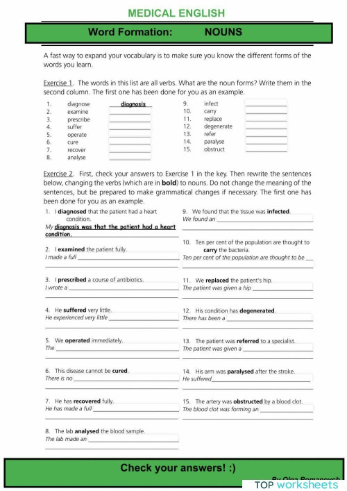 Word Formation- NOUNS. Interactive worksheet | TopWorksheets