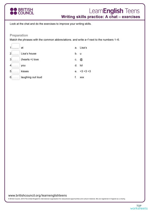 Chat worksheet. Interactive worksheet | TopWorksheets