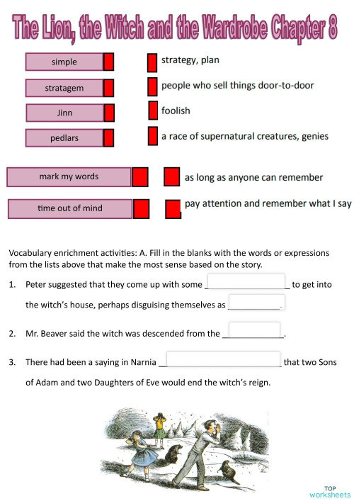 The Lion the Witch and the Wardrobe Chapter 8. Interactive worksheet ...