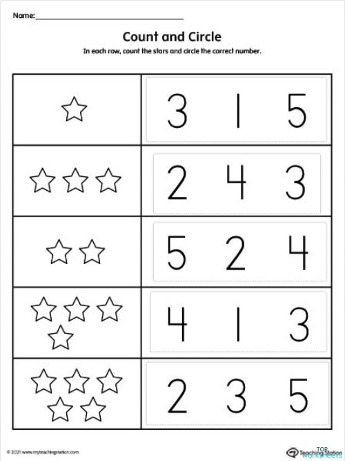 How many stars?. Interactive worksheet | TopWorksheets