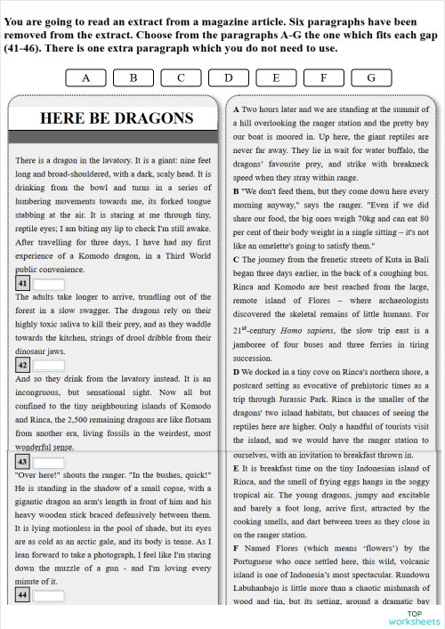 Test 2 Cae Practice Tests Paper 1 Reading And Use Of English Part 7