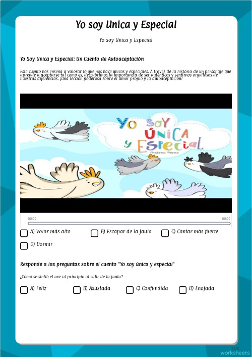 Yo soy Única y Especial. Ficha interactiva | TopWorksheets