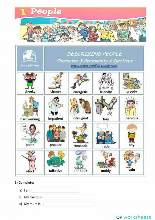 People exercise for Second Year. Interactive worksheet | TopWorksheets