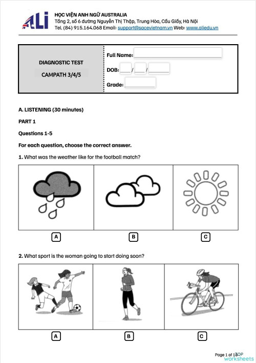 Listening practice 3.1. Interactive worksheet | TopWorksheets
