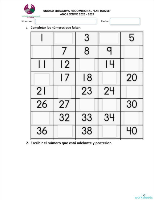 Números del 1 al 39. Ficha interactiva | TopWorksheets