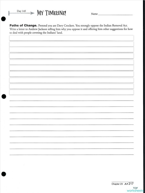 Chapter 23: Pg 217-218 My Timeline. Interactive worksheet | TopWorksheets