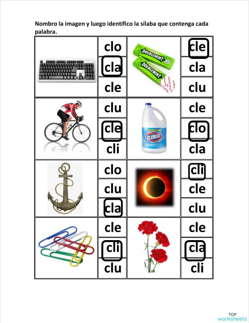 Sílabas trabadas: fichas interactivas y ejercicios online | TopWorksheets