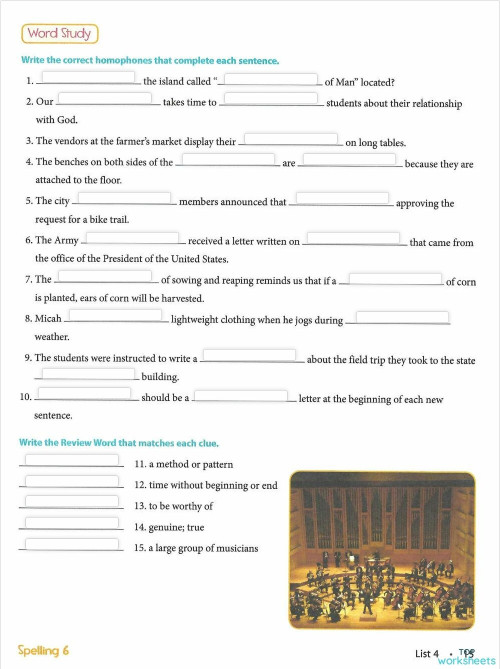 List 4: Word Study Pg 15. Interactive worksheet | TopWorksheets