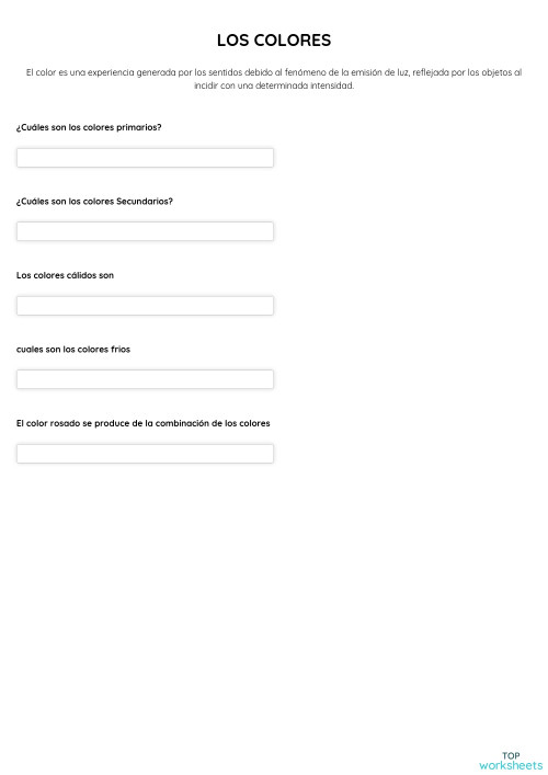 LOS COLORES. Ficha interactiva | TopWorksheets