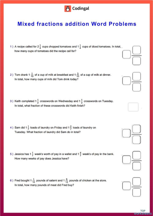 M_G04M08L28_WA02_Adding mixed fractions word problems. Interactive ...