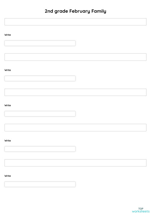 2nd grade February Family. Interactive worksheet | TopWorksheets